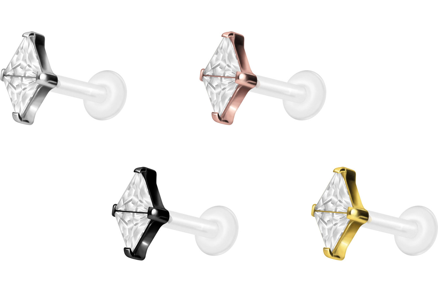 PTFE labret with internal thread + titanium attachment SETTED CRYSTAL ...